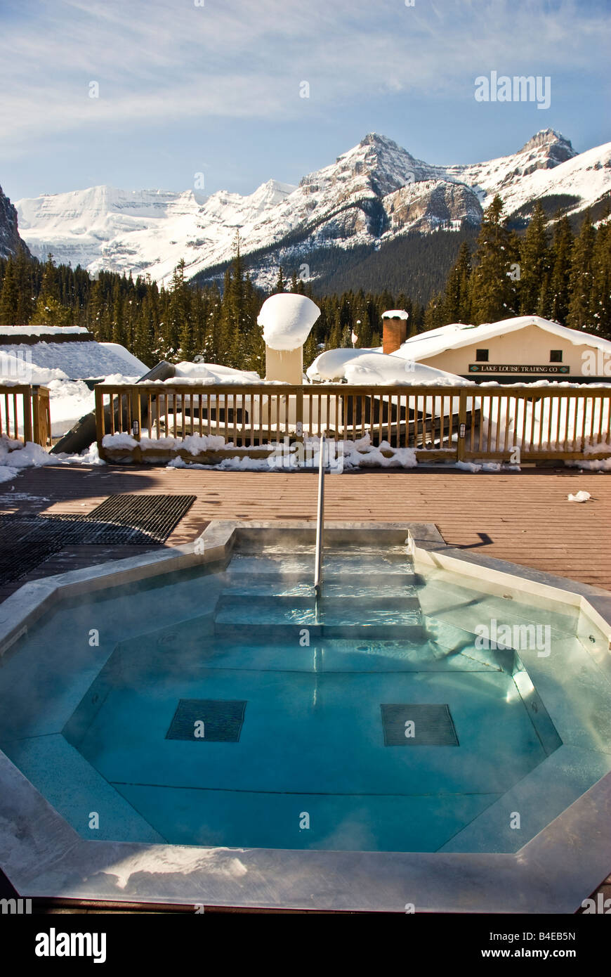 Winter contrast water filled outdoor swimming pool with nobody ...