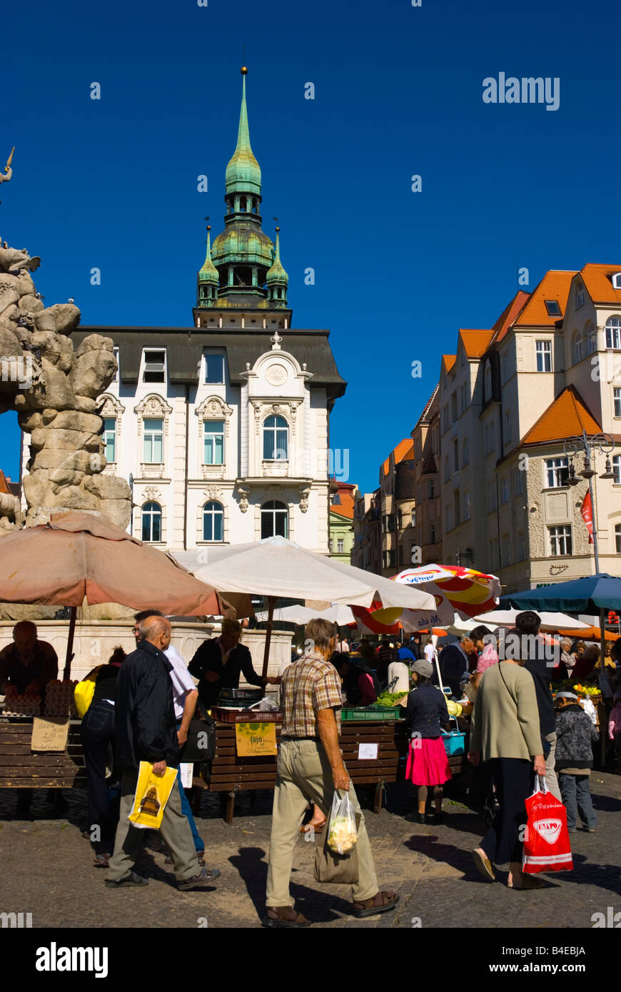 Saturday shopping at Zelny trh market square in central Brno Czech ...