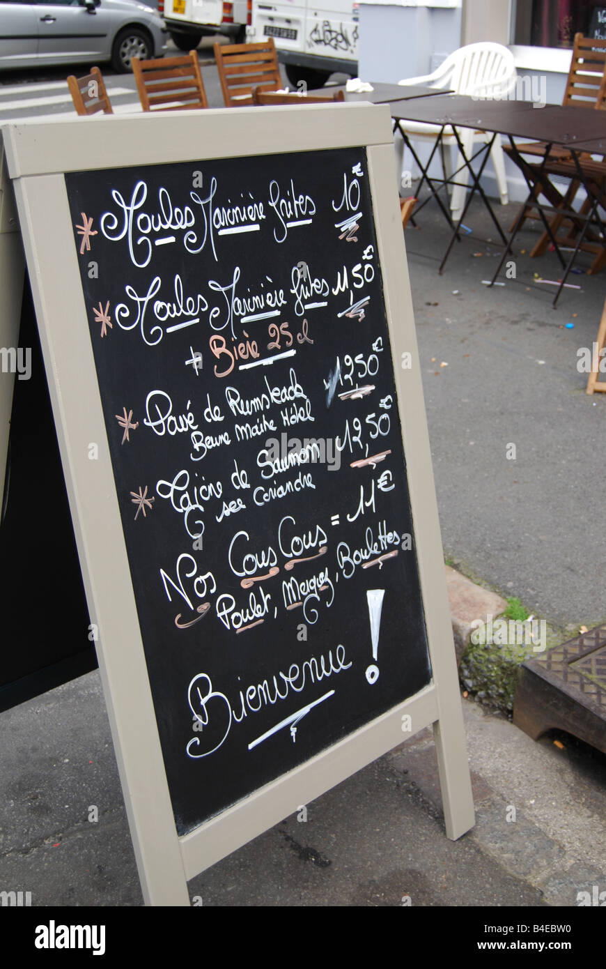 menu outside restaurant at Lille Braderie France Stock Photo - Alamy