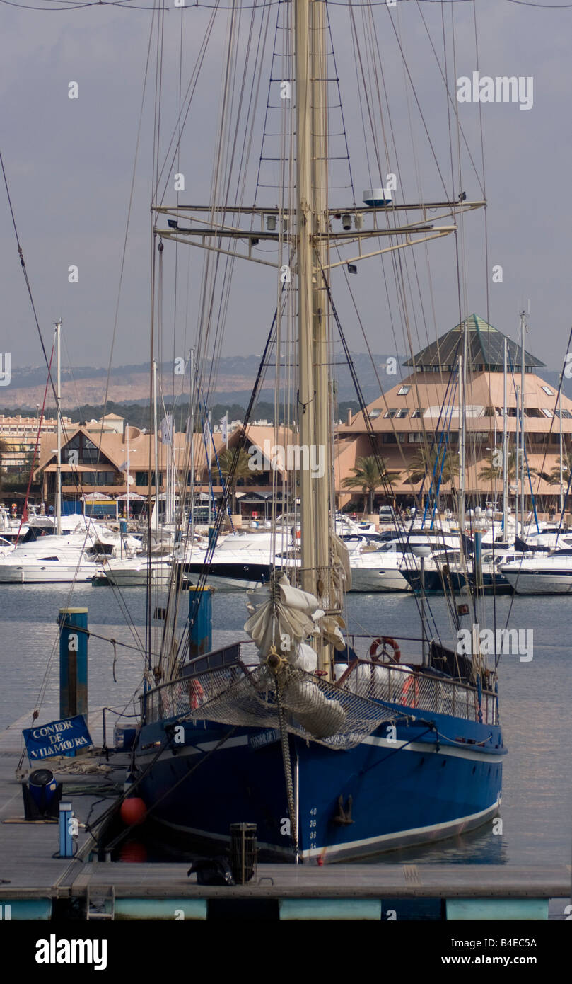Blue sailing ship in Portugal Stock Photo - Alamy