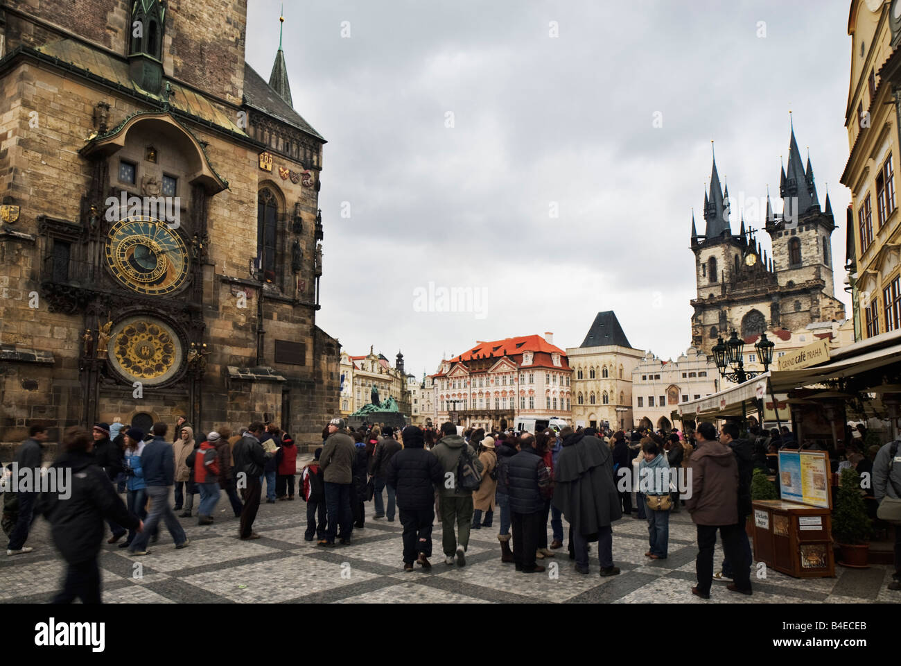 People watching the astronomical clock in the Old Town Square, Prague ...