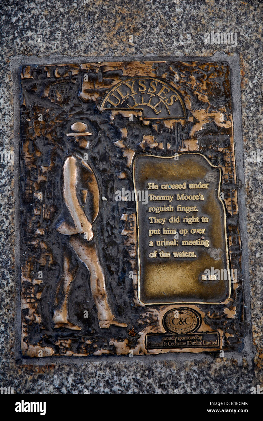 James Joyce poem plate in Dublin street Ireland Stock Photo - Alamy