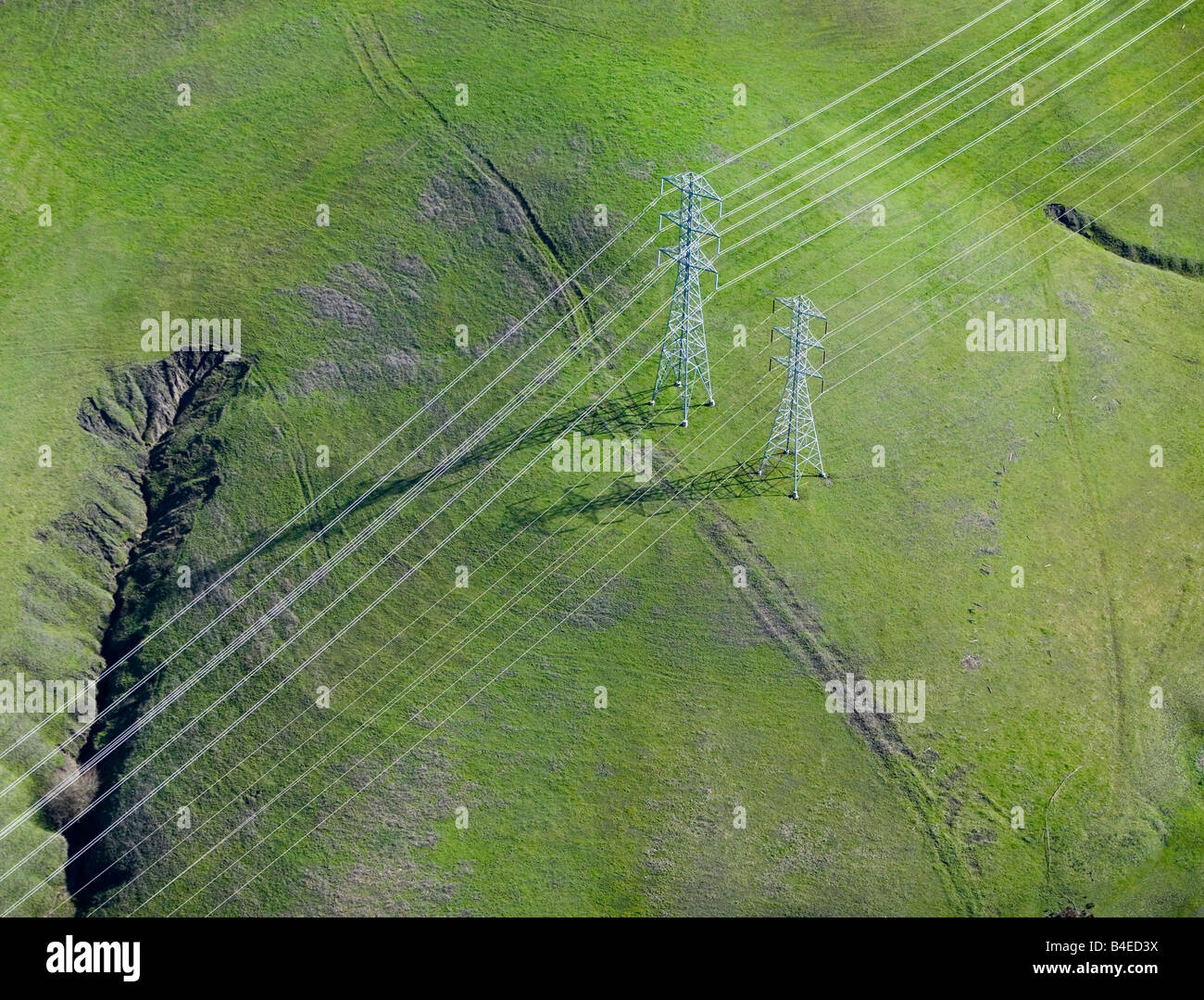 Electric Transmission Line Aerial View High Resolution Stock ...