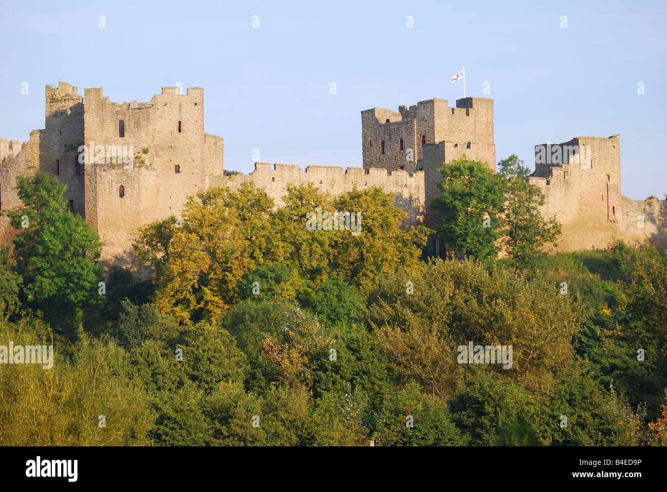 Ludlow Castle across River Teme, Ludlow, Shropshire, England, United ...