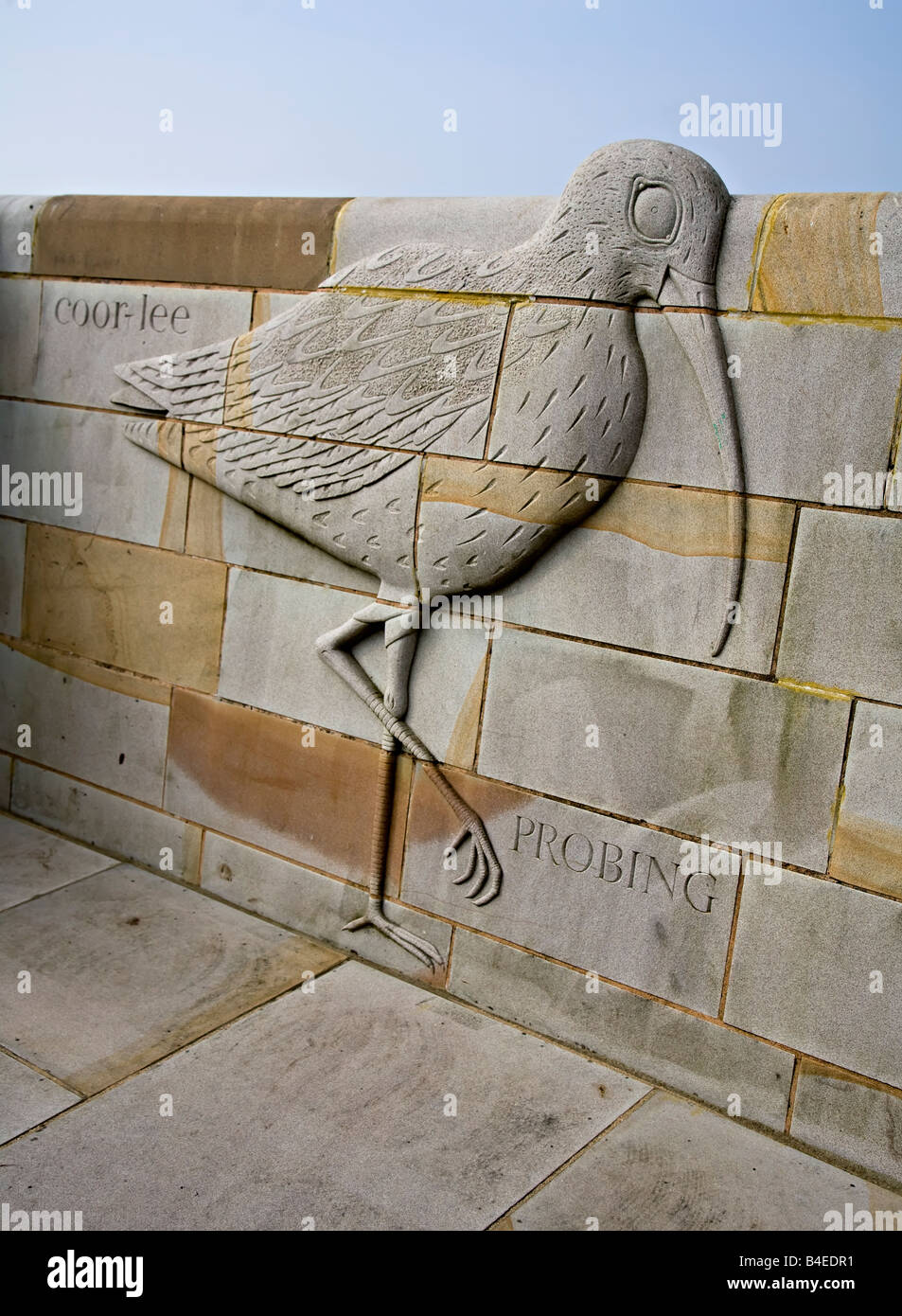 Sculpture of bird in wall part of the SEE project Morecambe Lancashire ...