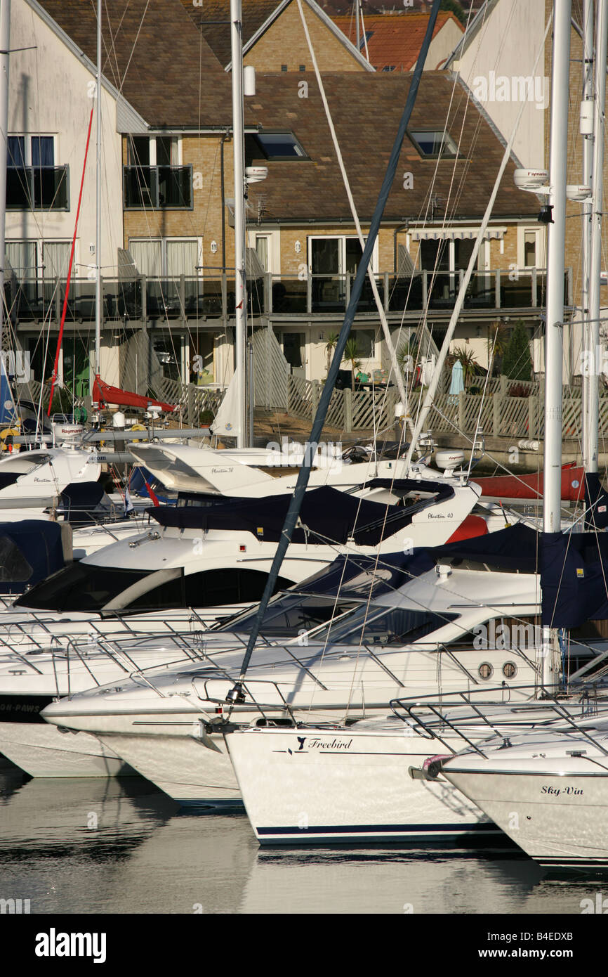 City of Portsmouth, England. Sail and power boats berthed at Port ...