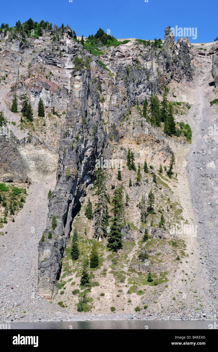 The Devil's Backbone, a vertical dike cut across the rim. The Crater ...