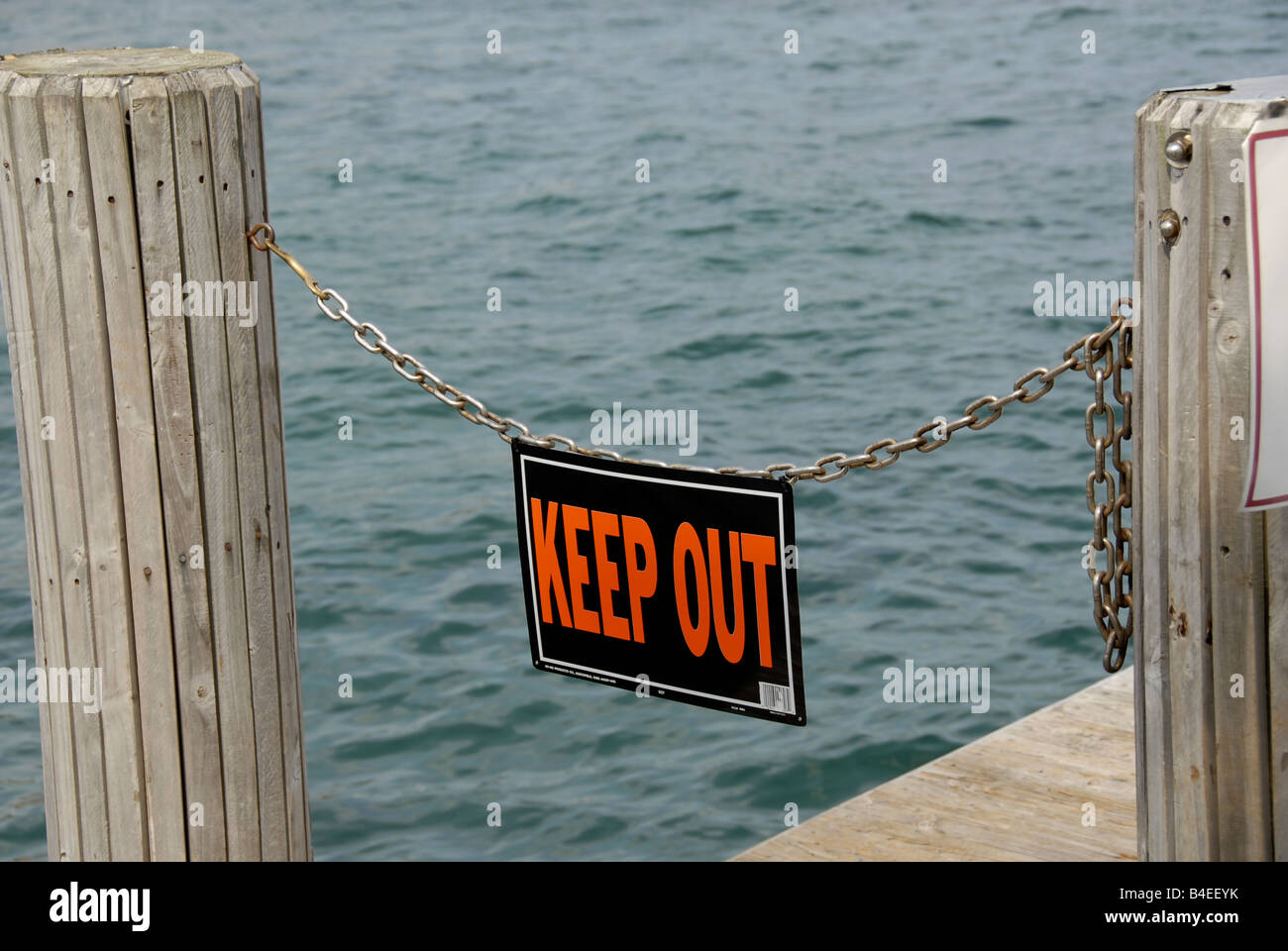 Keep Out sign at a marina Stock Photo - Alamy