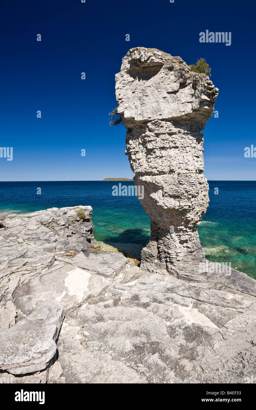 Sea Stack along the shoreline of Flowerpot Island in the Fathom Five ...