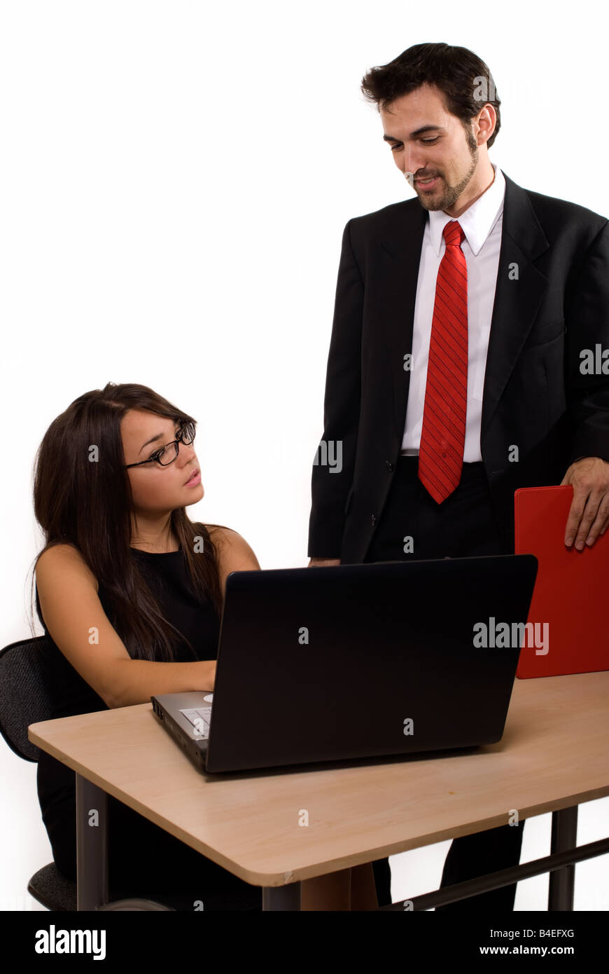 Man and woman working together Stock Photo - Alamy