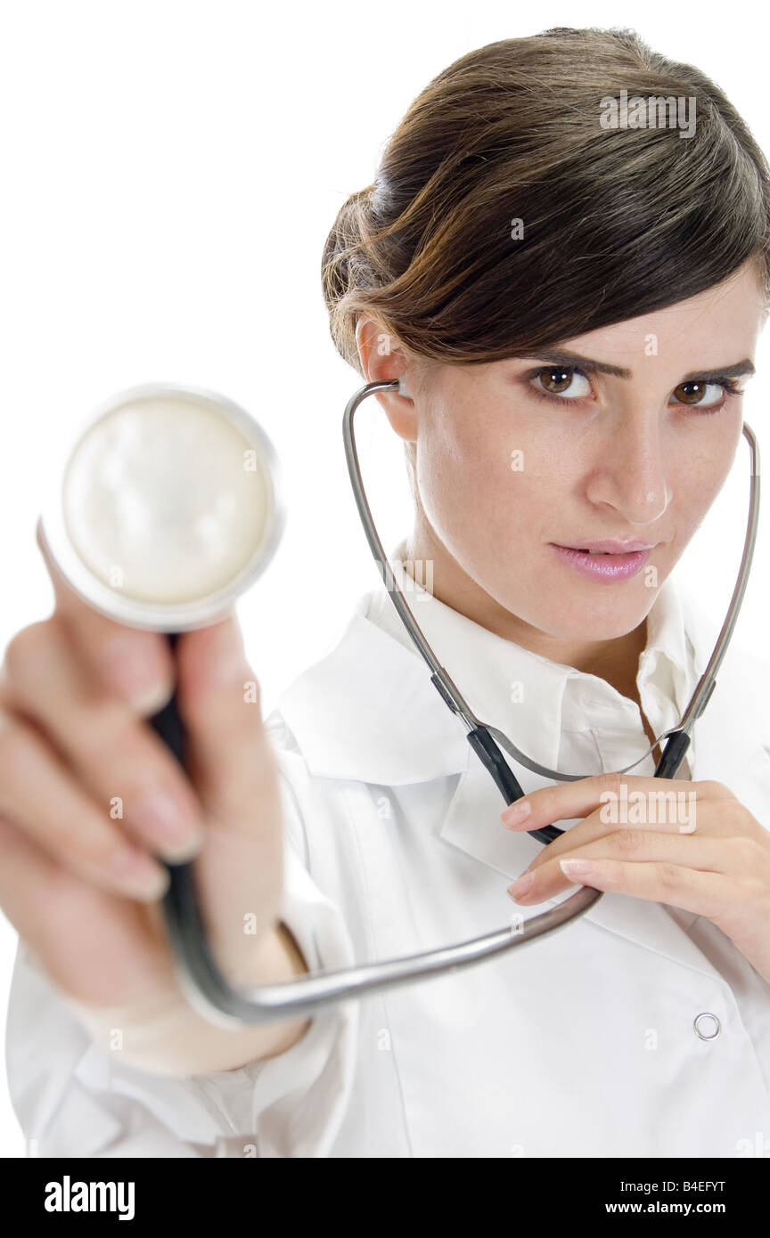 lady doctor showing stethoscope Stock Photo - Alamy