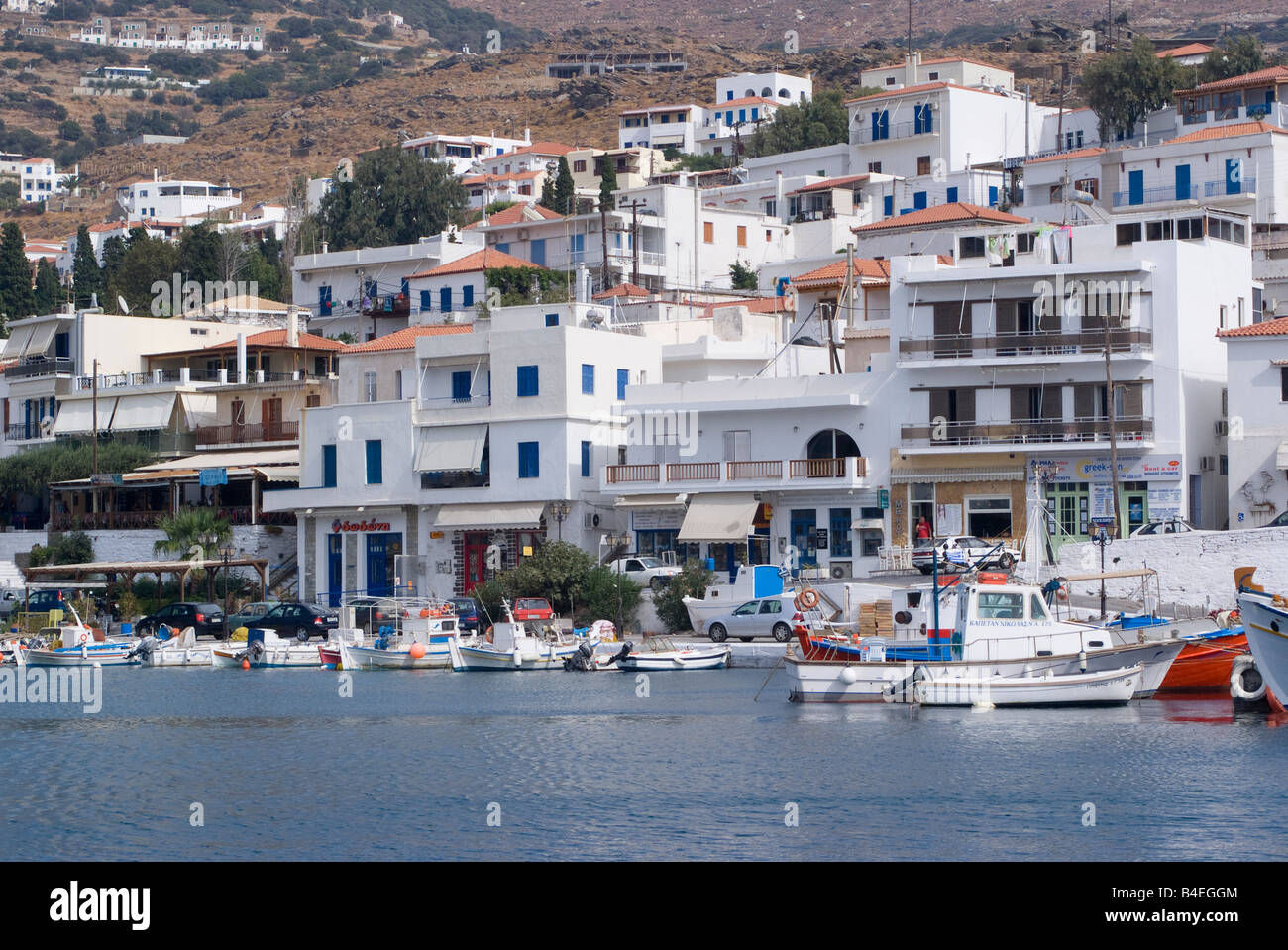 The Typical Greek Town of Batsi with Traditional Architecture on Isle ...