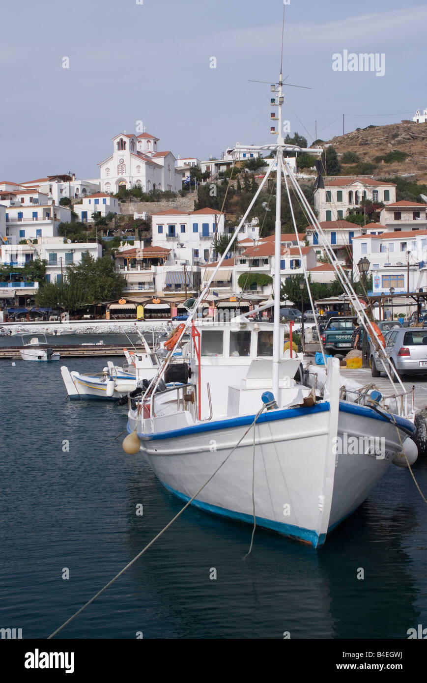 The Typical Greek Town of Batsi with Traditional Architecture on Isle ...