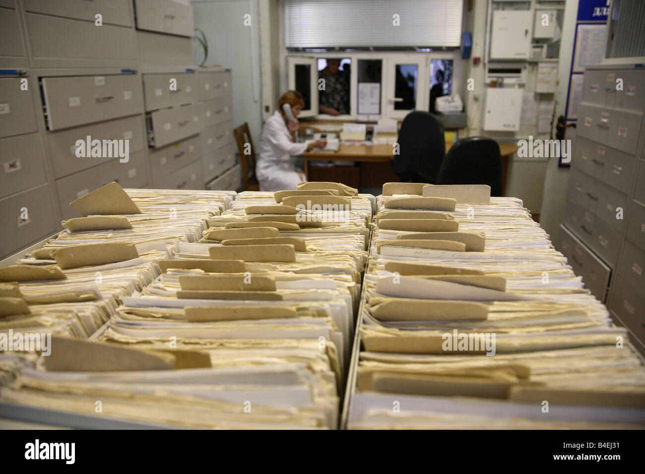 Reception desk and patients files at the Thyroid Centre in Gomel ...