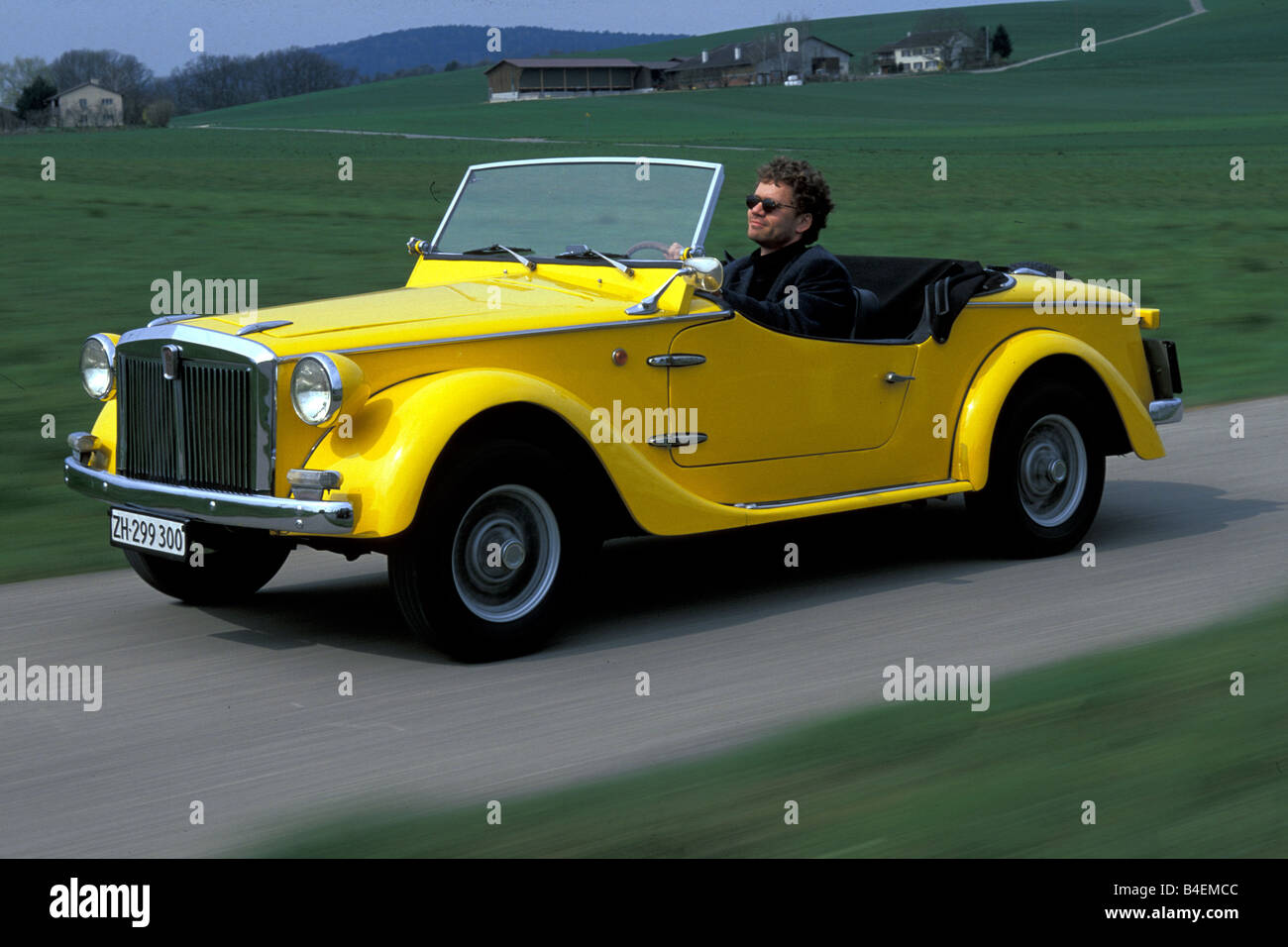 Car, Siata Spring convertible, model year 1968-1970, yellow, vintage ...