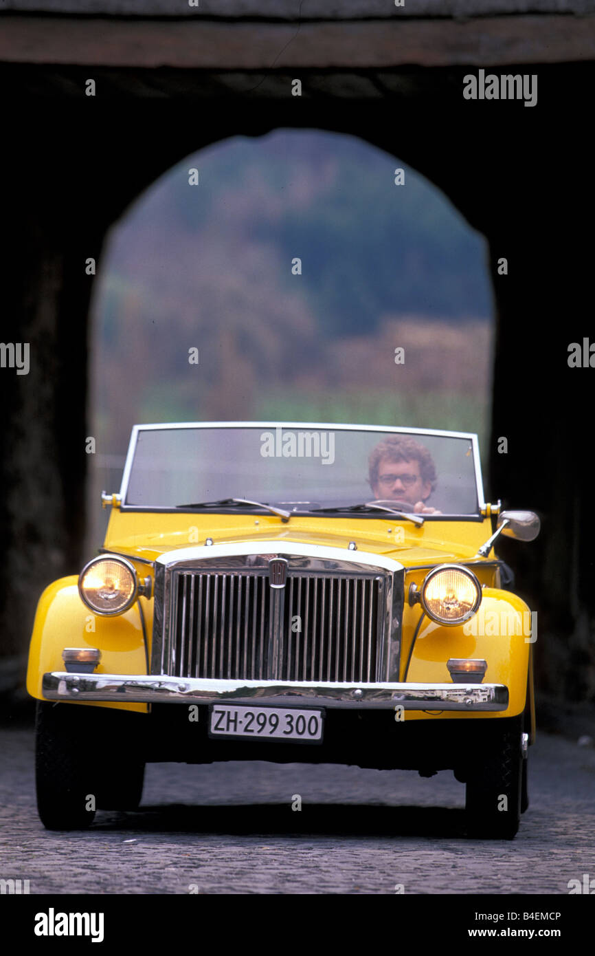 Car, Siata Spring convertible, model year 1968-1970, yellow, vintage ...