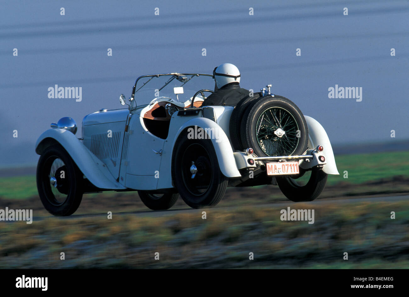 Car, Singer, vintage car, approx. model year 1933, Roadster, white ...