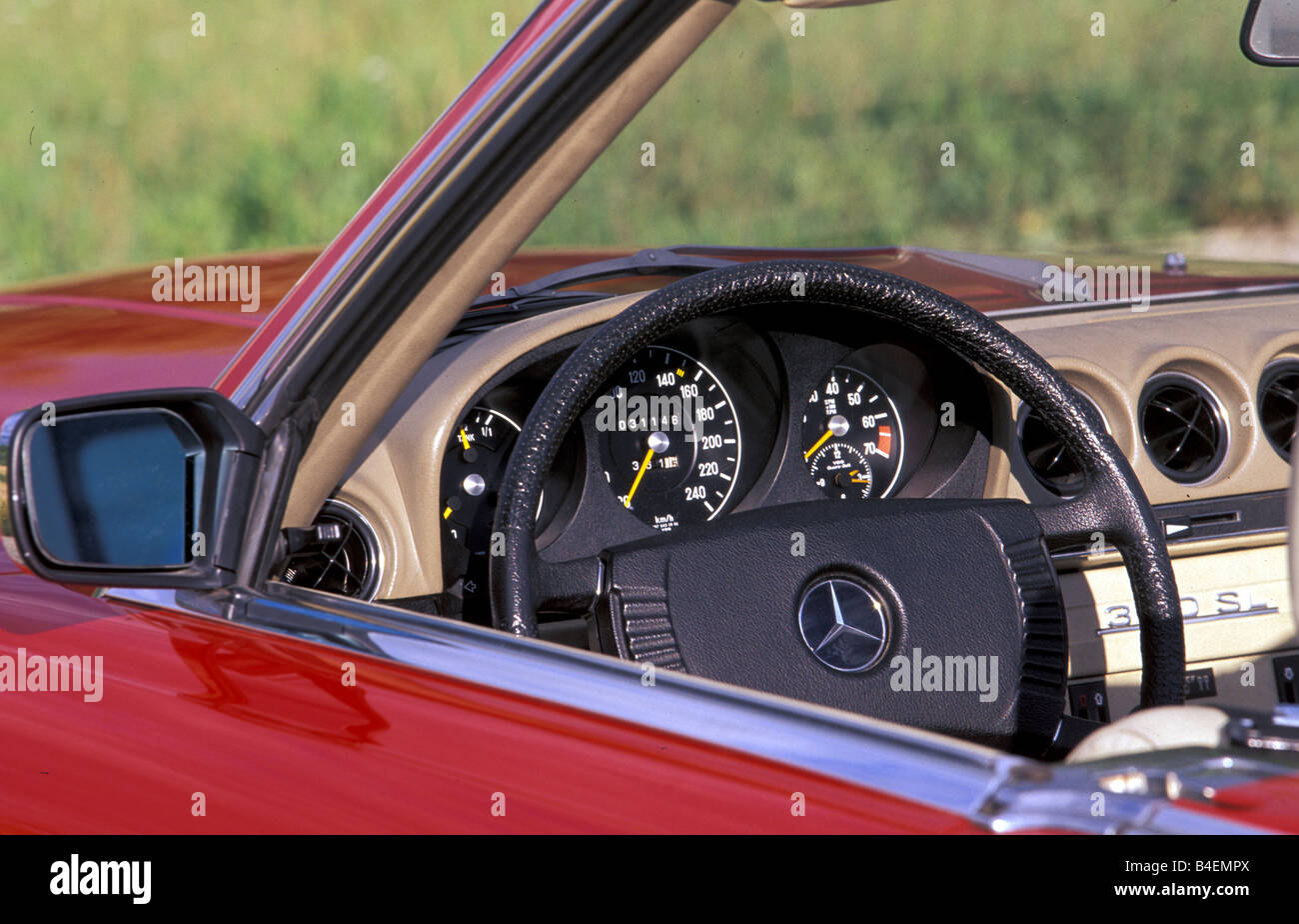 Car, Mercedes Benz 350 SL R 107, convertible, model year 1978, red ...