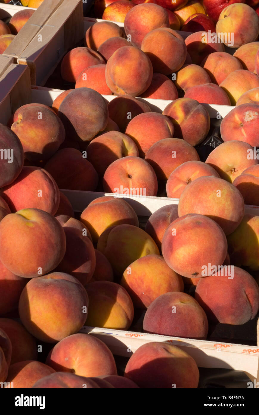 Ripe Peaches for Sale at Lavrion Fruit and Vegetable Market Aegean ...