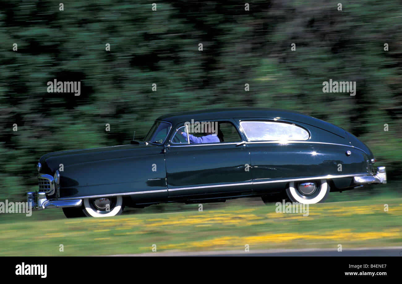 Car, Nash Ambassador, model year 1949, sedan, dark-green, vintage car ...