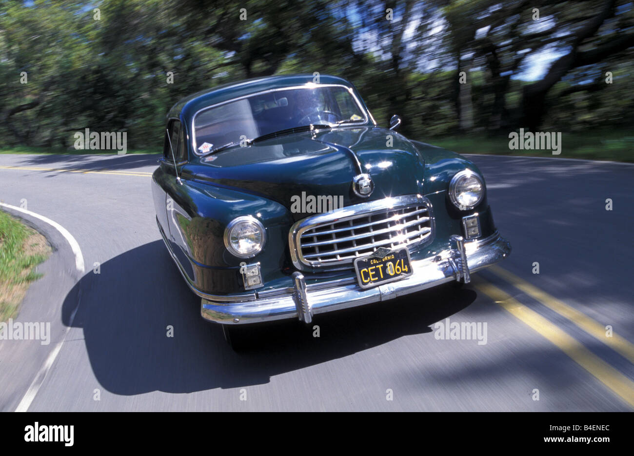 Car, Nash Ambassador, model year 1949, sedan, dark-green, vintage car ...