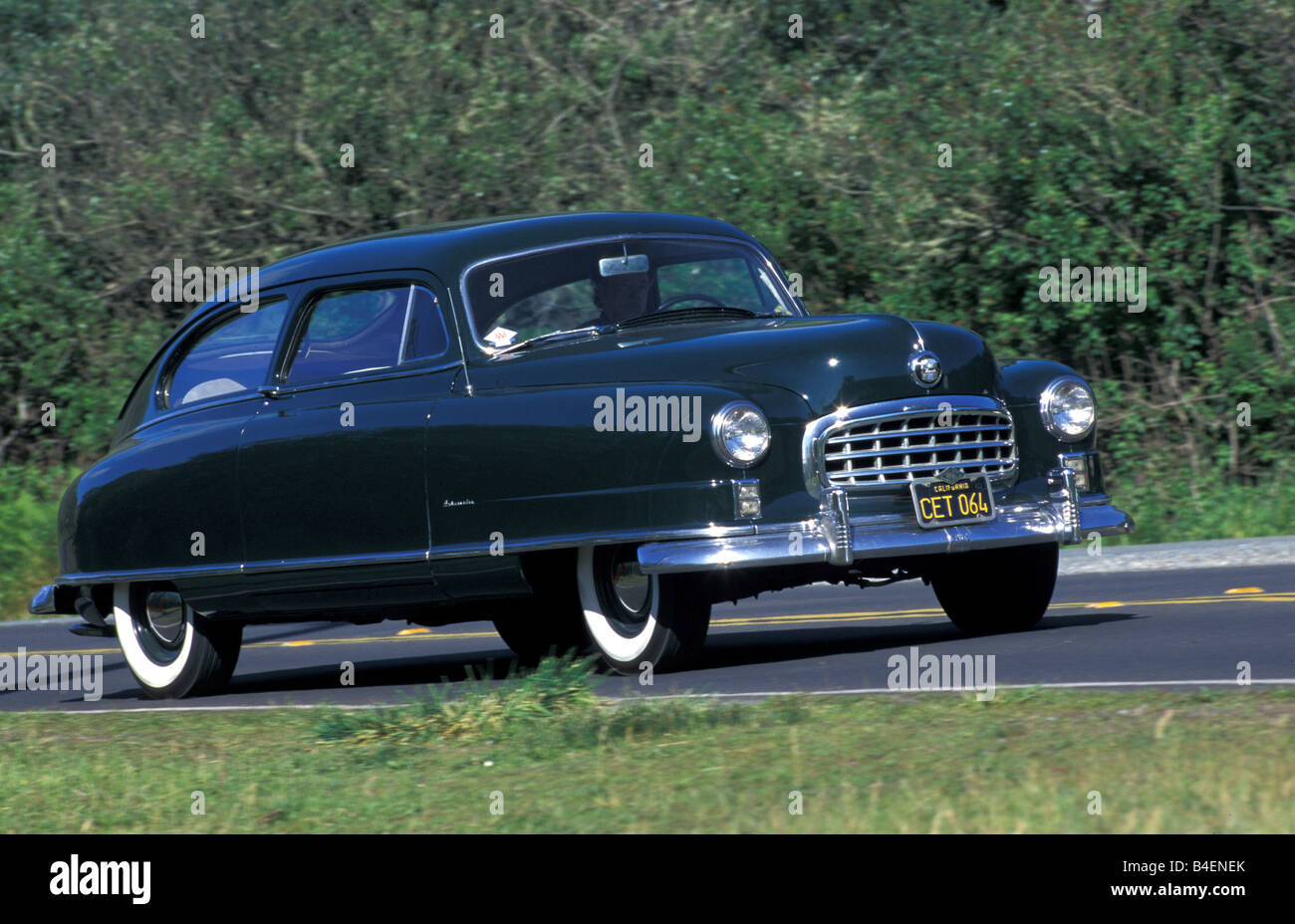 Car, Nash Ambassador, model year 1949, sedan, dark-green, vintage car ...