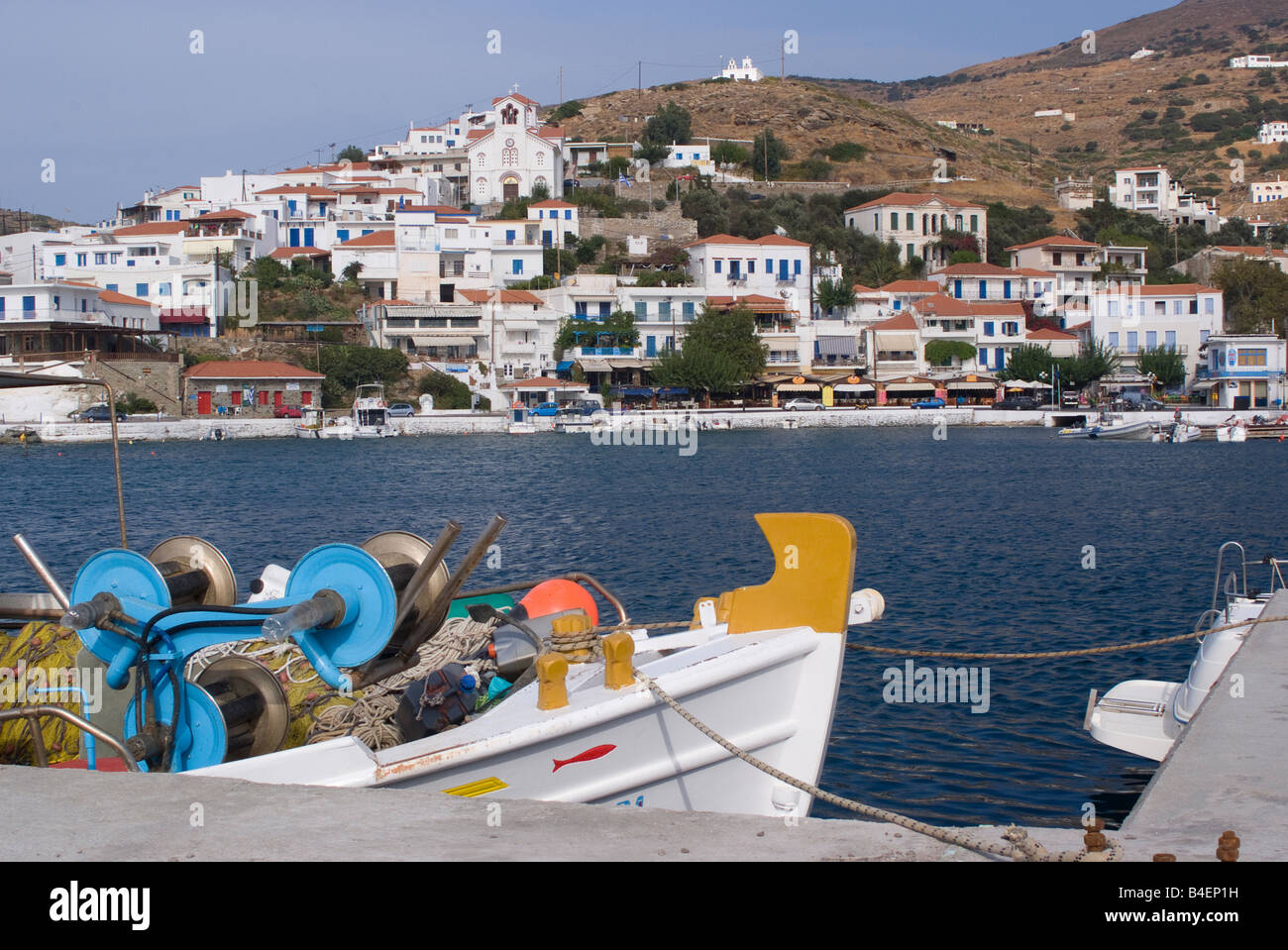 The Typical Greek Town of Batsi with Traditional Architecture on Isle ...