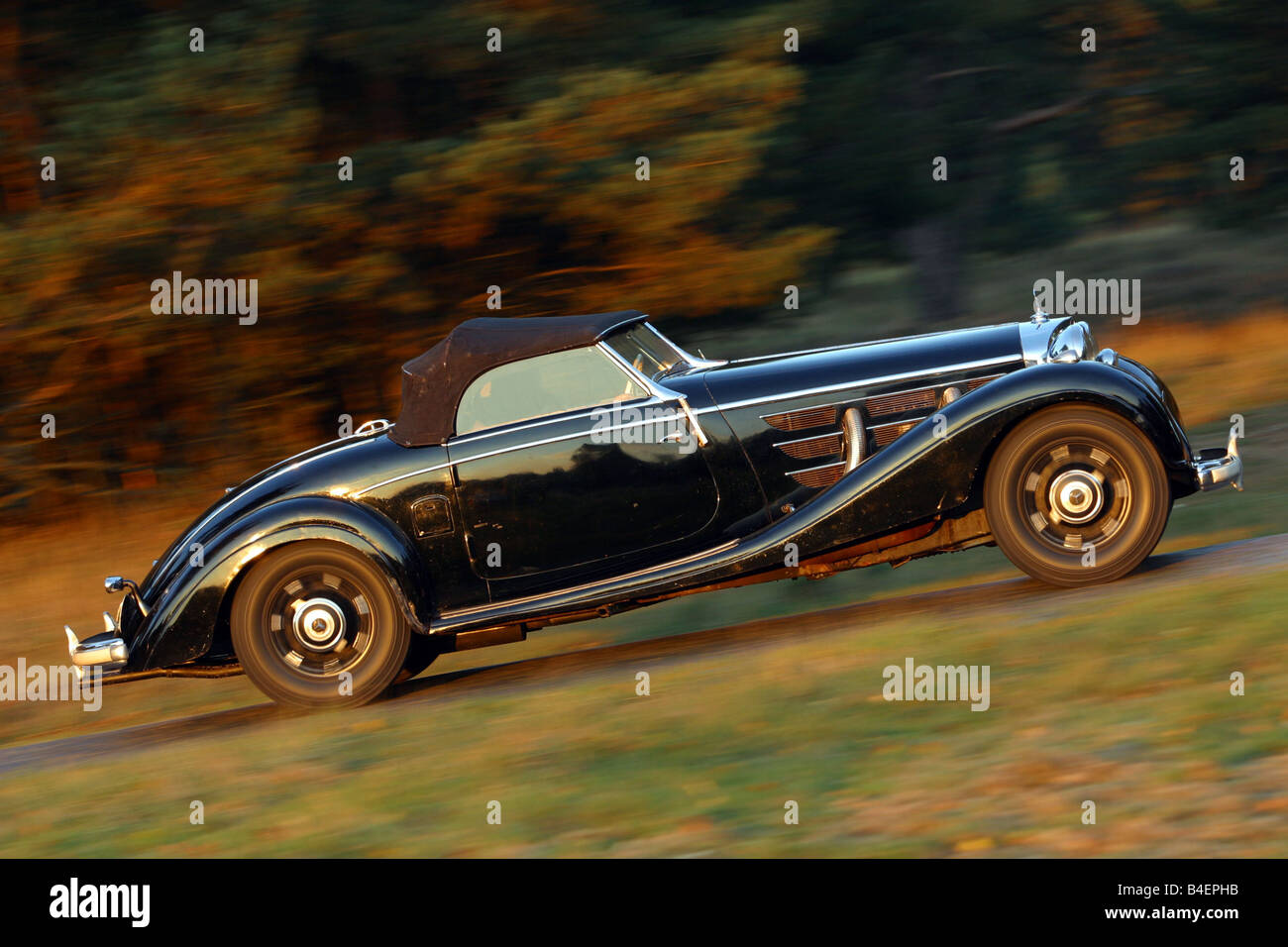 Car, Mercedes 540 K, vintage car, 1930s, thirties, driving, side view ...