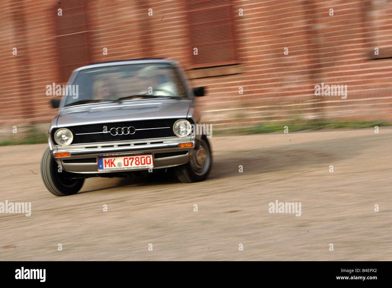 Car, Audi 50, model year 1974-1978, silver, old car, 1970s, seventies ...