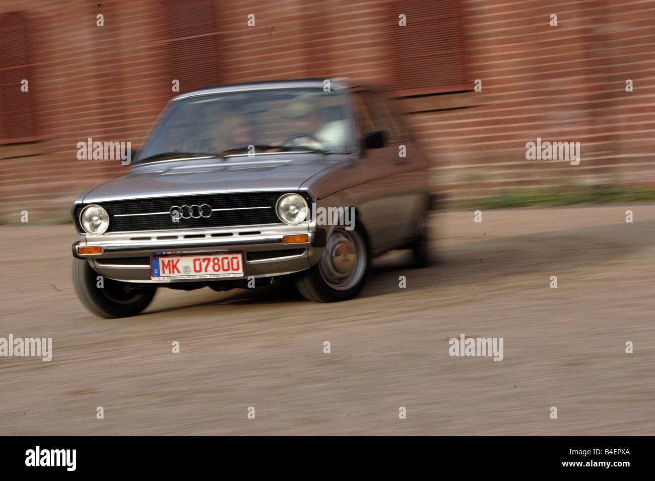 Car, Audi 50, model year 1974-1978, silver, old car, 1970s, seventies ...