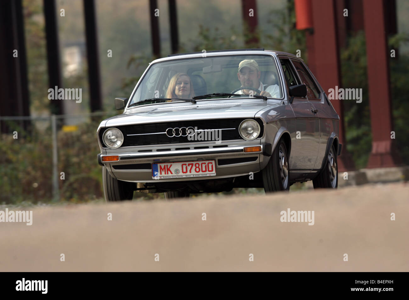 Car, Audi 50, model year 1974-1978, silver, old car, 1970s, seventies ...