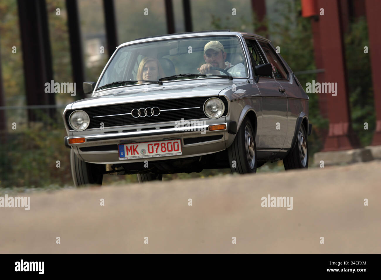 Car, Audi 50, model year 1974-1978, silver, old car, 1970s, seventies ...