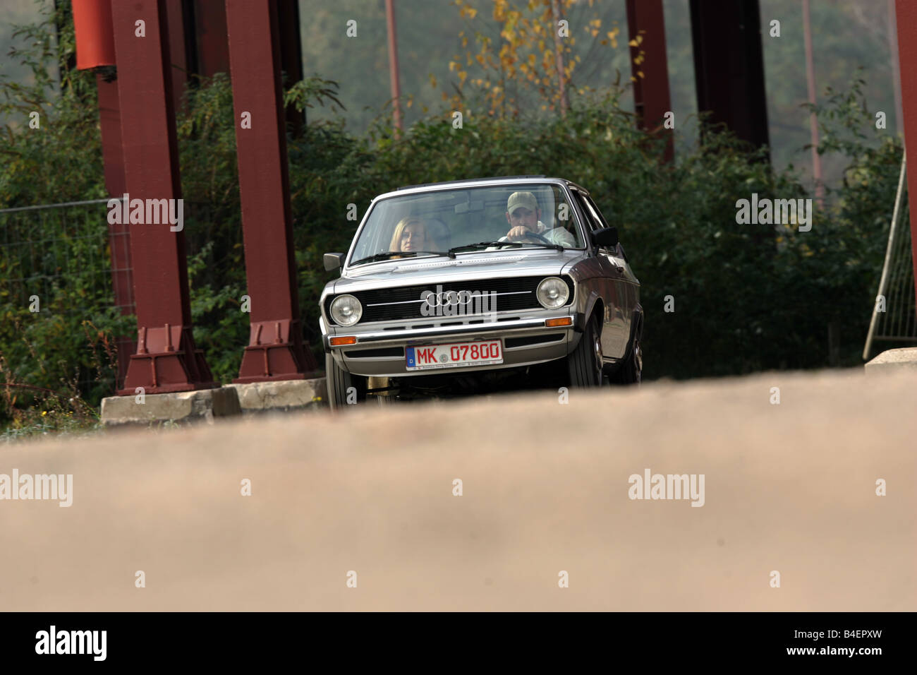 Car, Audi 50, model year 1974-1978, silver, old car, 1970s, seventies ...