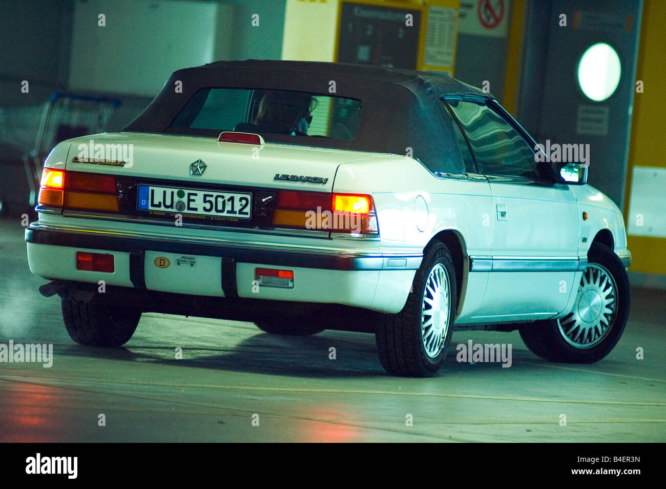 Car, Chrysler Lebaron convertible, model year 1986-1995, white, old car ...