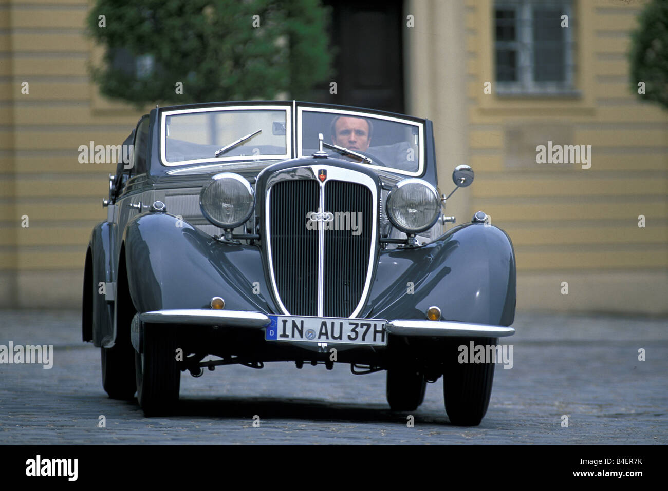 Audi 225 convertible, model year 1933-1938, grey, driving, diagonal ...