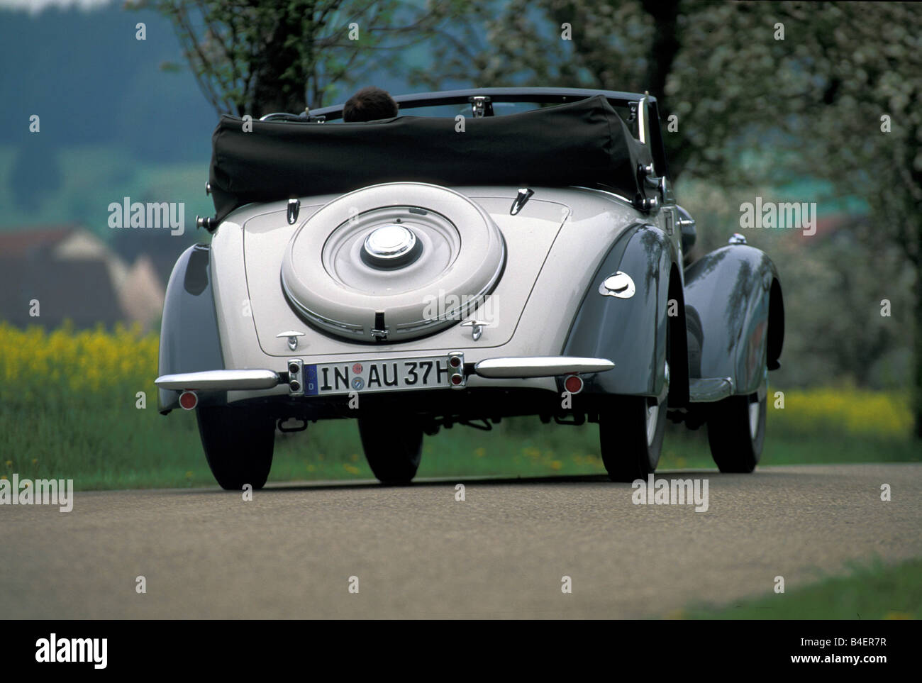 Audi 225 convertible, model year 1933-1938, grey, driving, diagonal ...