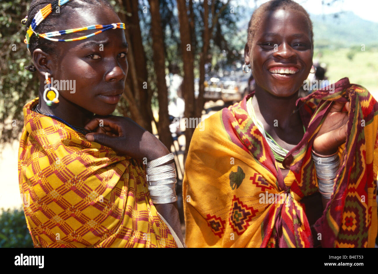 Ethnic Karamojong women in traditional costume, portrait, Karamoja ...