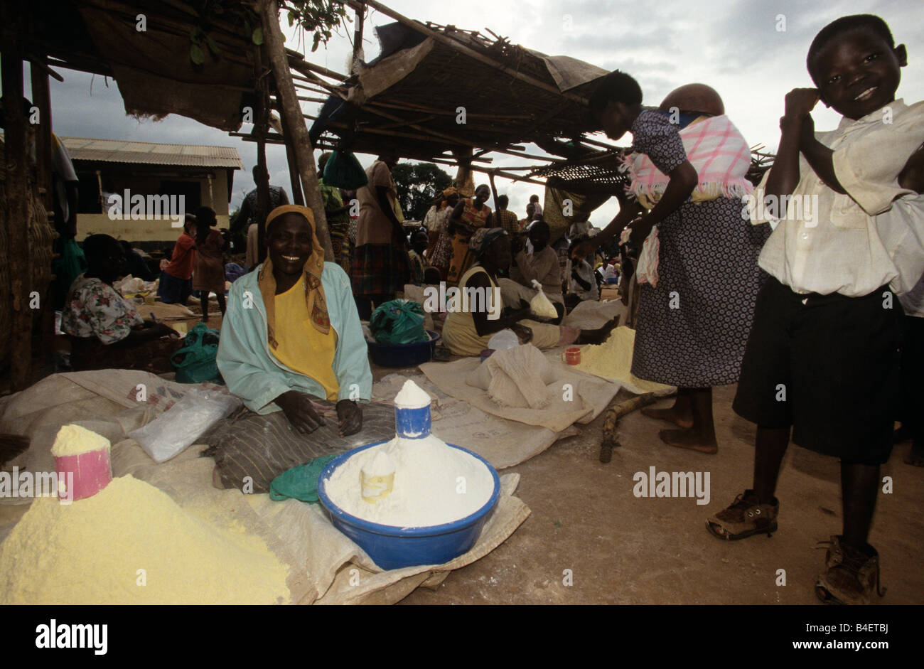 Market scene at a village in Uganda Stock Photo - Alamy