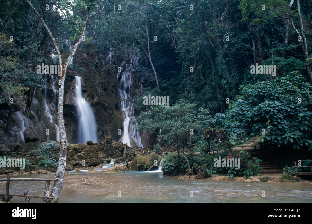 The waterfalls at Khouang-Sy, on a tributary of the Mekong river 30km ...