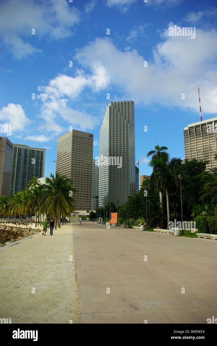 Part of downtown Miami seen from this pedestrian walk near the bay ...
