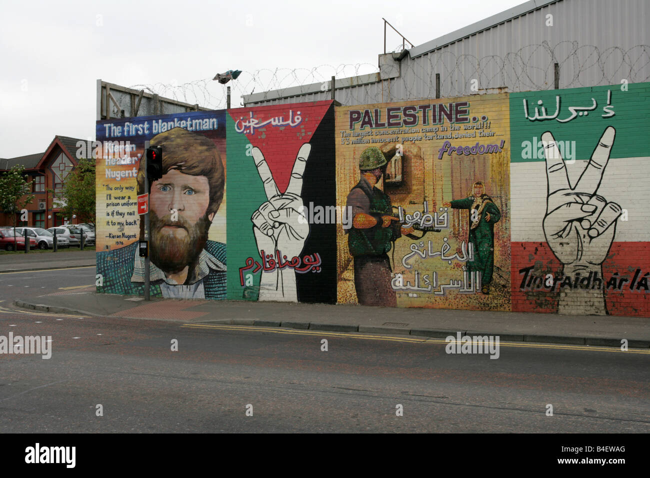 Republican murals on roadside, Belfast, Northern Ireland, UK Stock ...