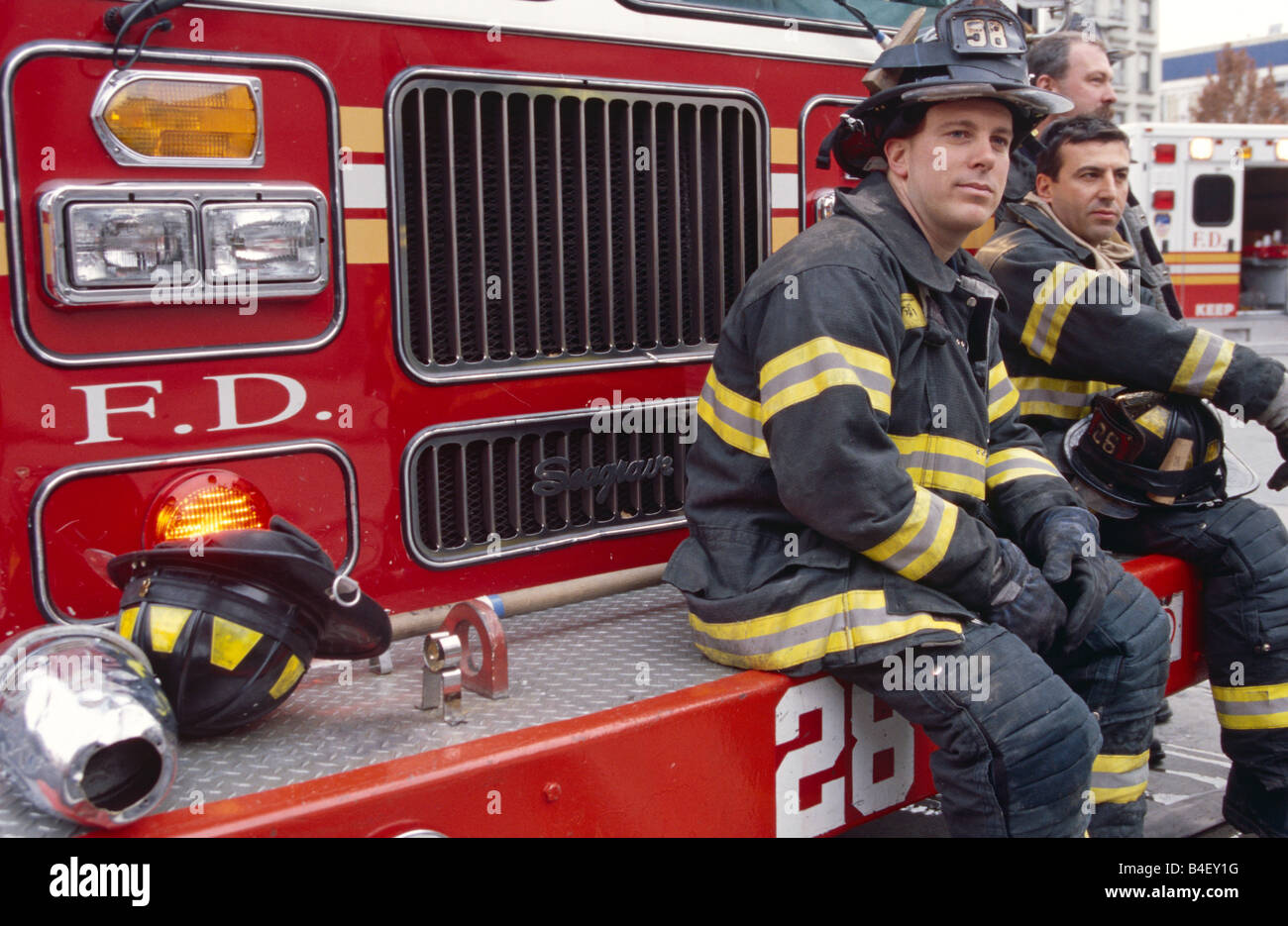 On duty uniform sitting safety helmet transportation hi-res stock ...