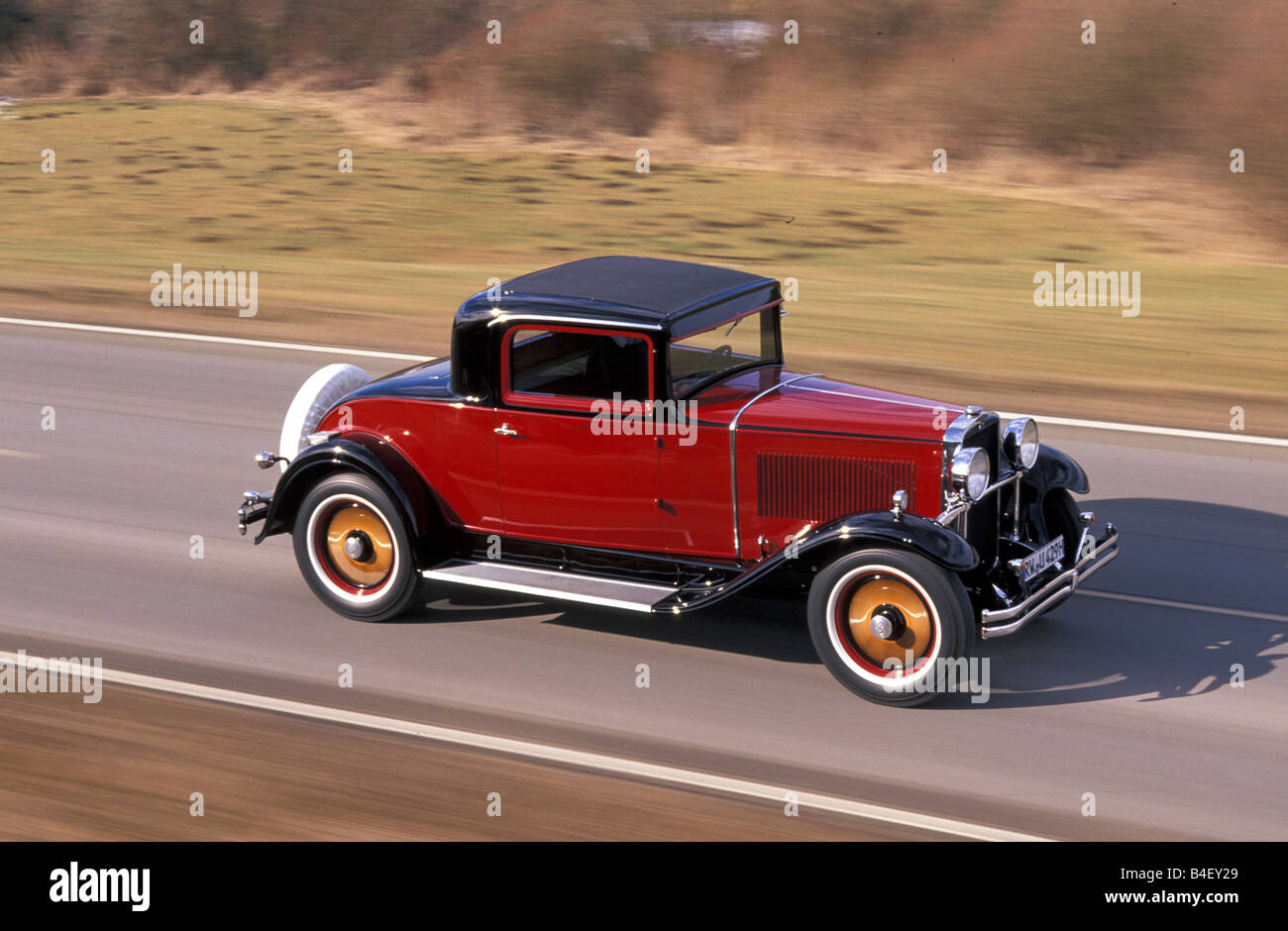 Car, Nash 8 cylinder, vintage car, red, 1930s, thirties, sedan, driving ...