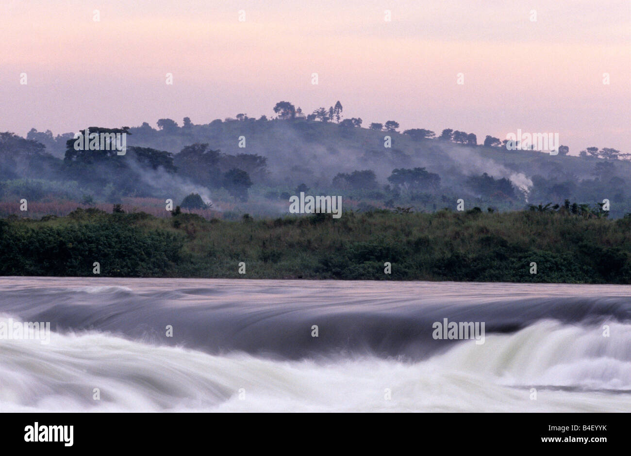 Scenic rural landscape with fast flowing river, South Africa, Africa ...