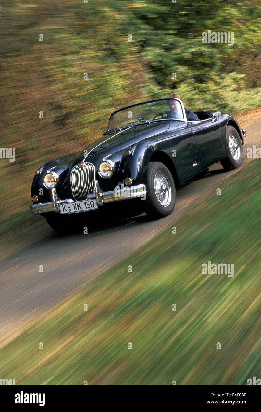 Car, Jaguar XK 150, vintage car, black, 1950s, fifties, convertible ...