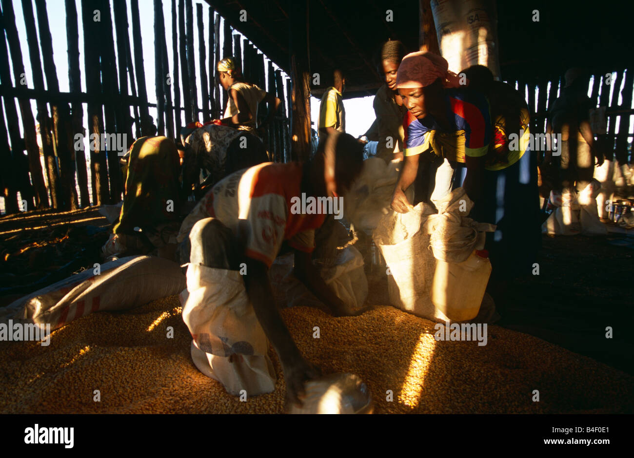 Food distribution for displaced people at a camp in war-ravaged Angola ...