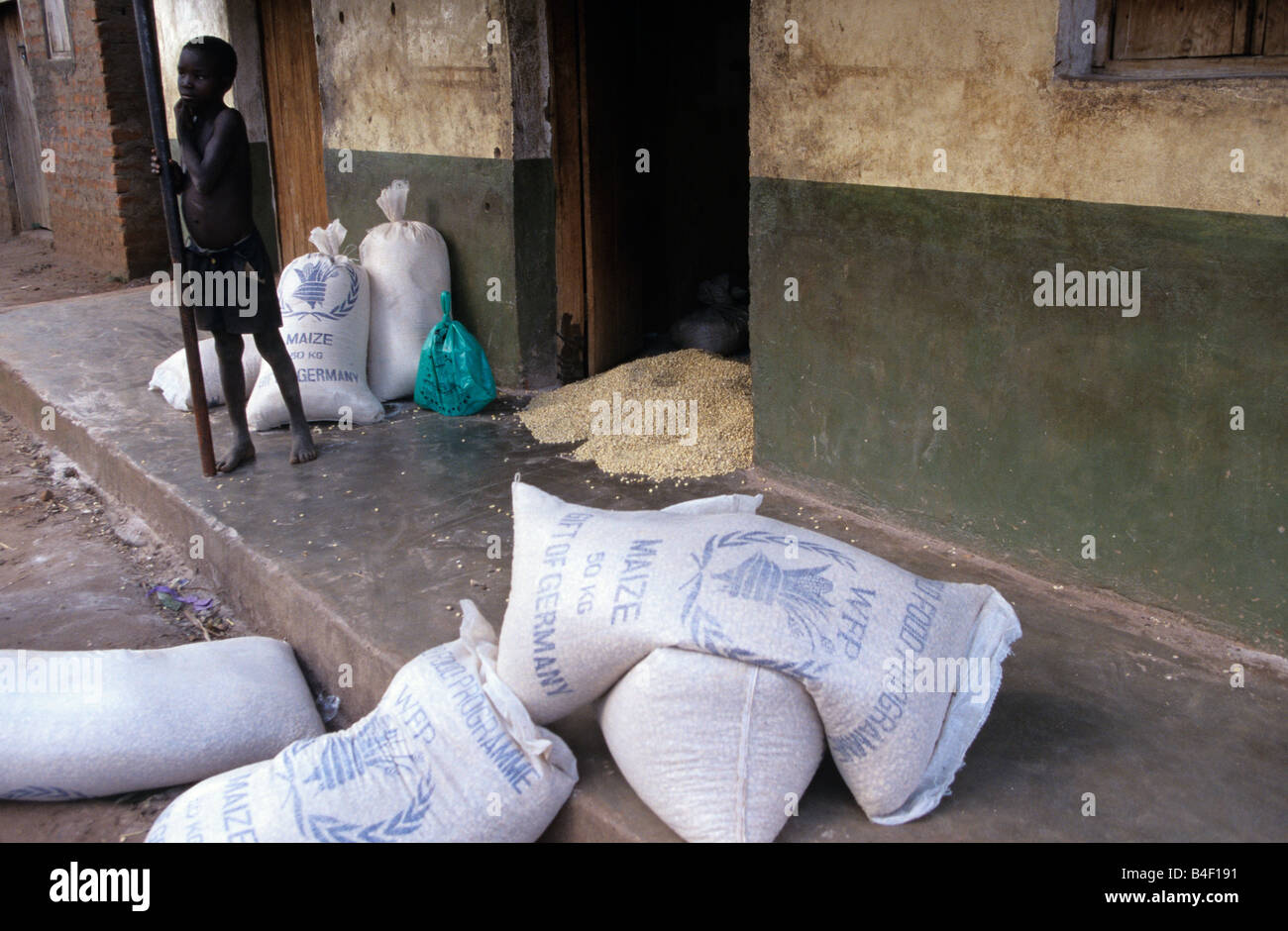 Sacks of supplies from the WFP in Burundi Stock Photo - Alamy