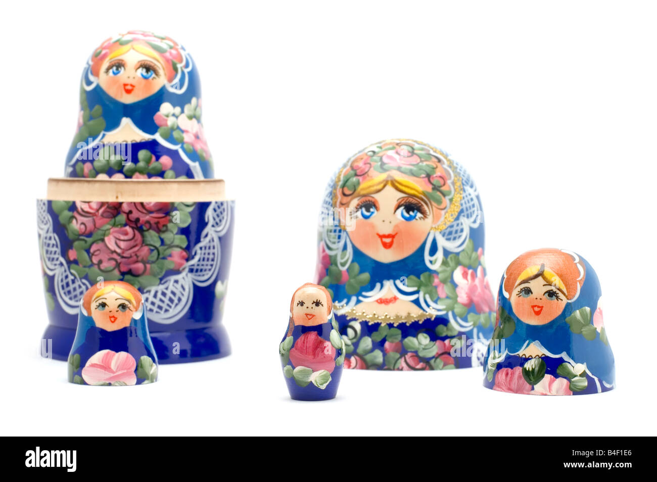 object on white Russian national souvenir wood doll Stock Photo - Alamy