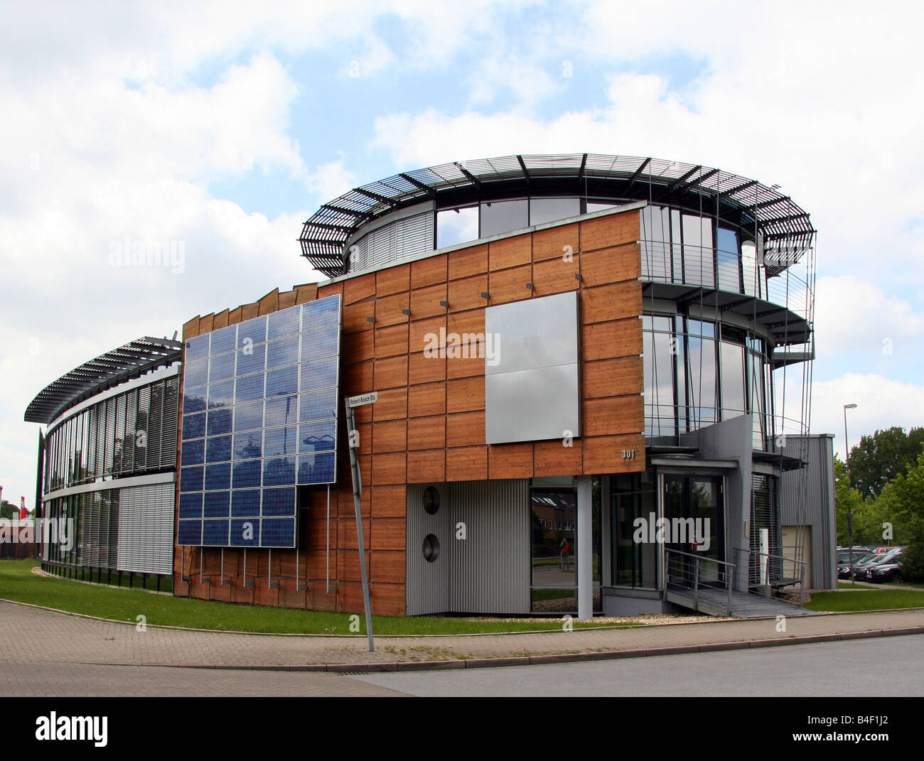 Business Building with Solar Panels Stock Photo - Alamy