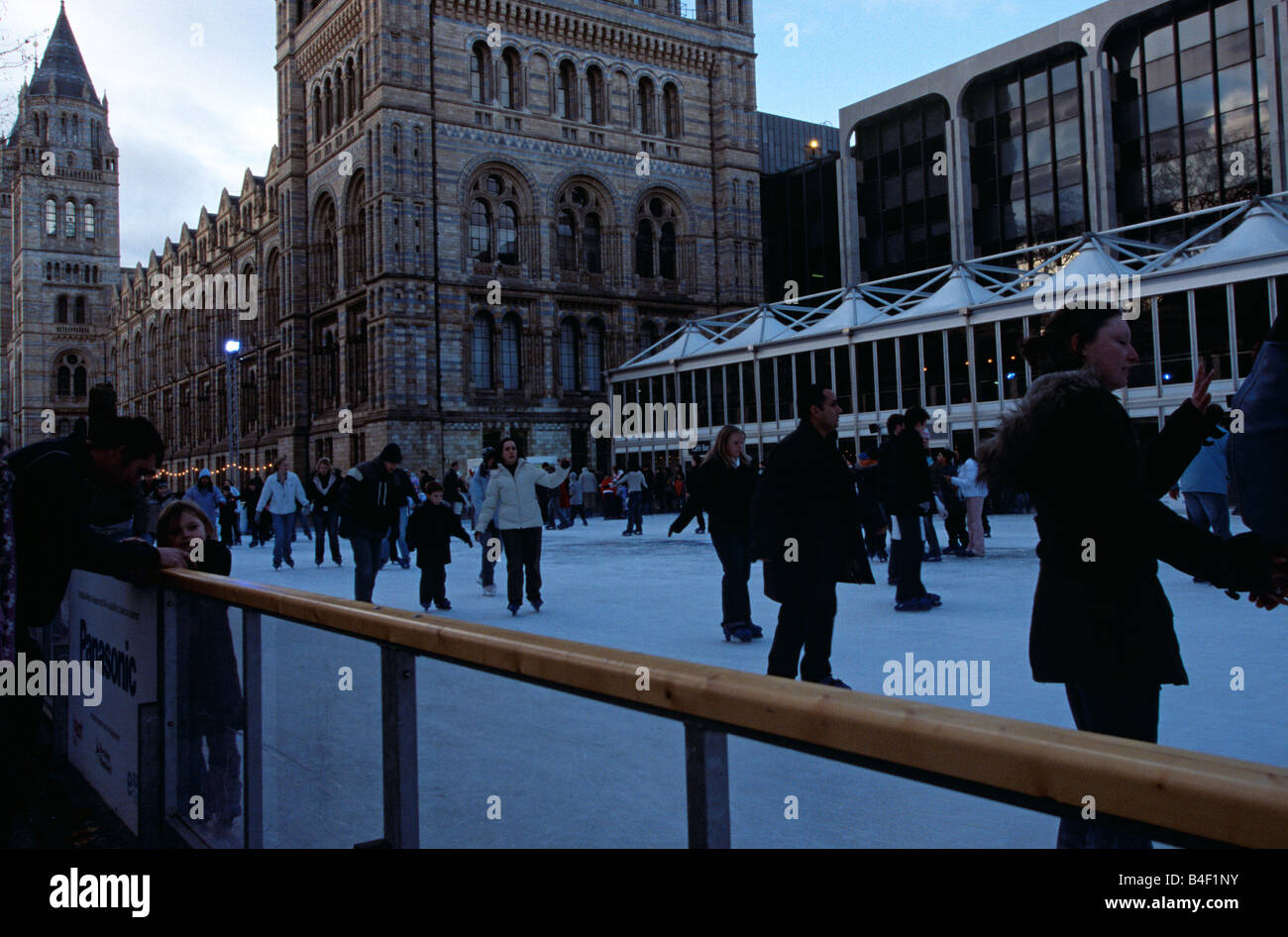 An ice rink at the Natural History Museum in London Stock Photo - Alamy
